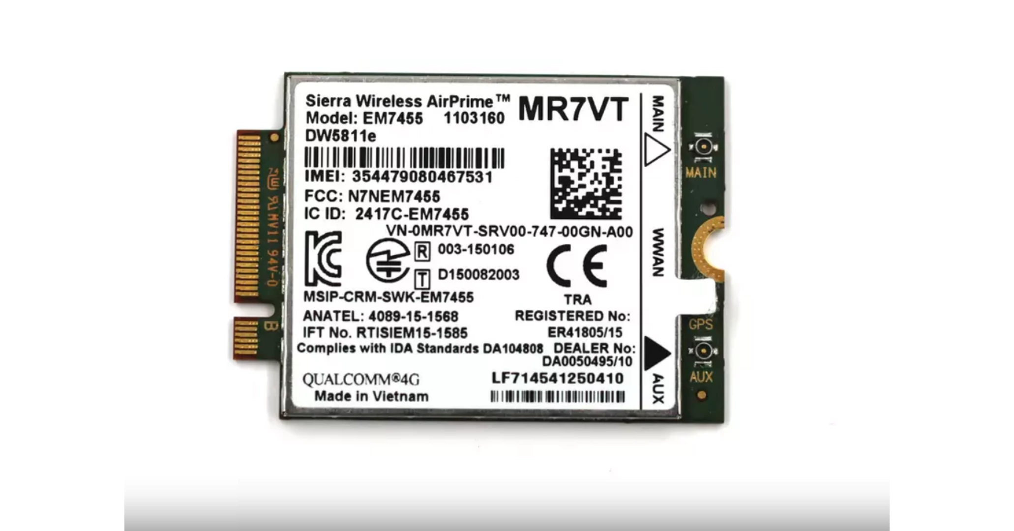 Sierra Wireless AirPrime EM7455 DW5811E 4G LTE mobilinternet modem kártya