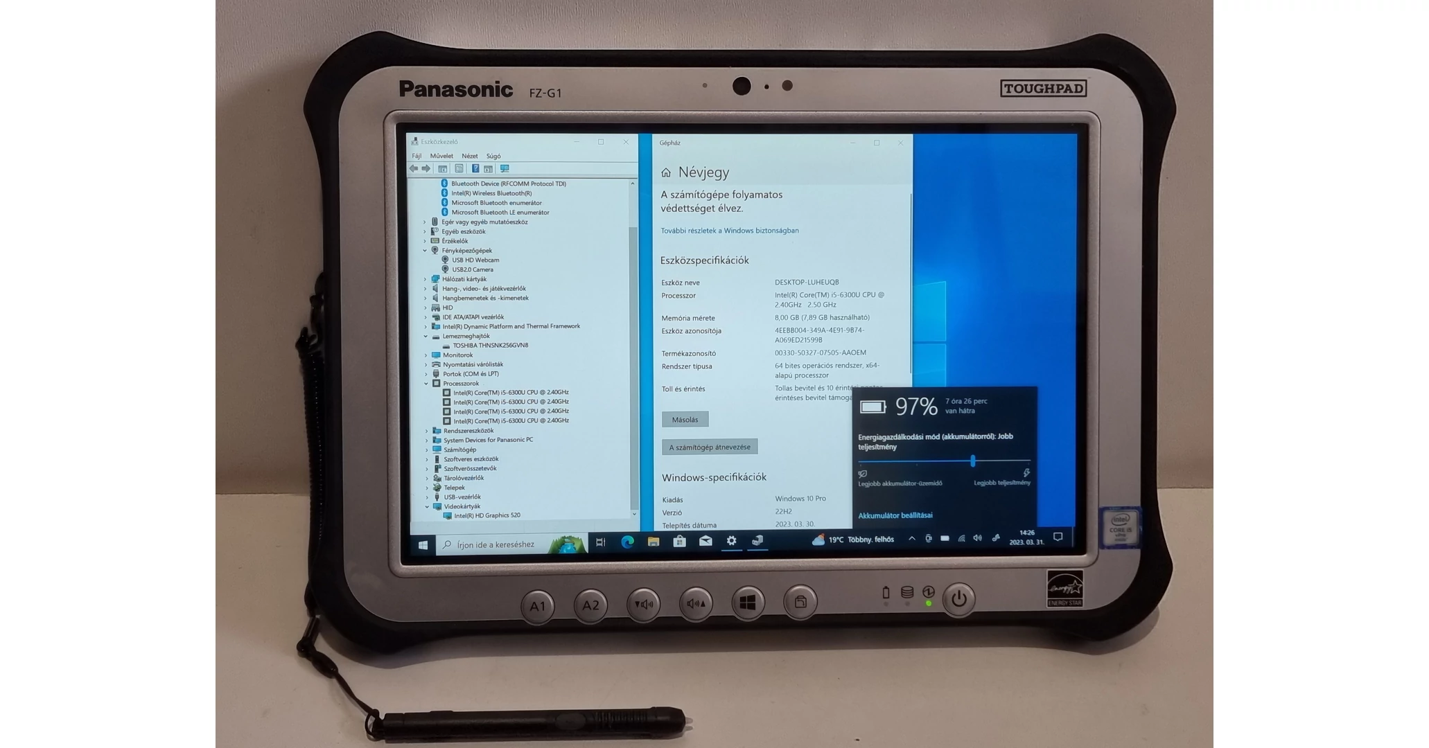 Eladó használt tablet- Panasonic Toughpad FZ-G1, 10,1 FULL HD Kijelző, Intel® Core™ I5-6300U ...